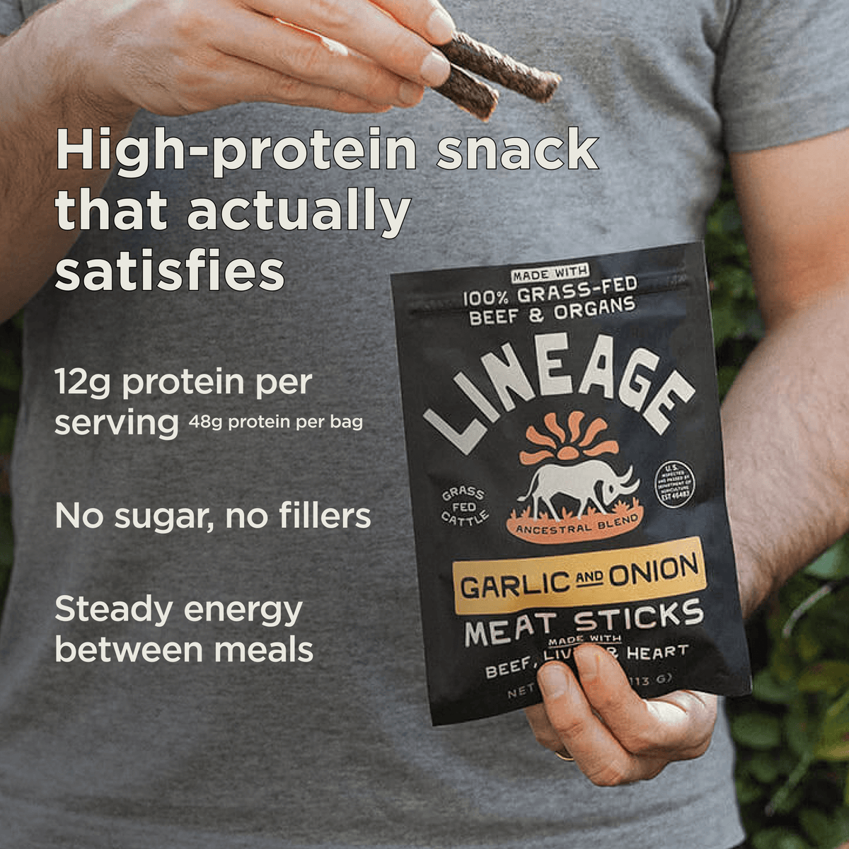100% Grass-Fed Beef Sticks – Original Flavor – Lineage Provisions